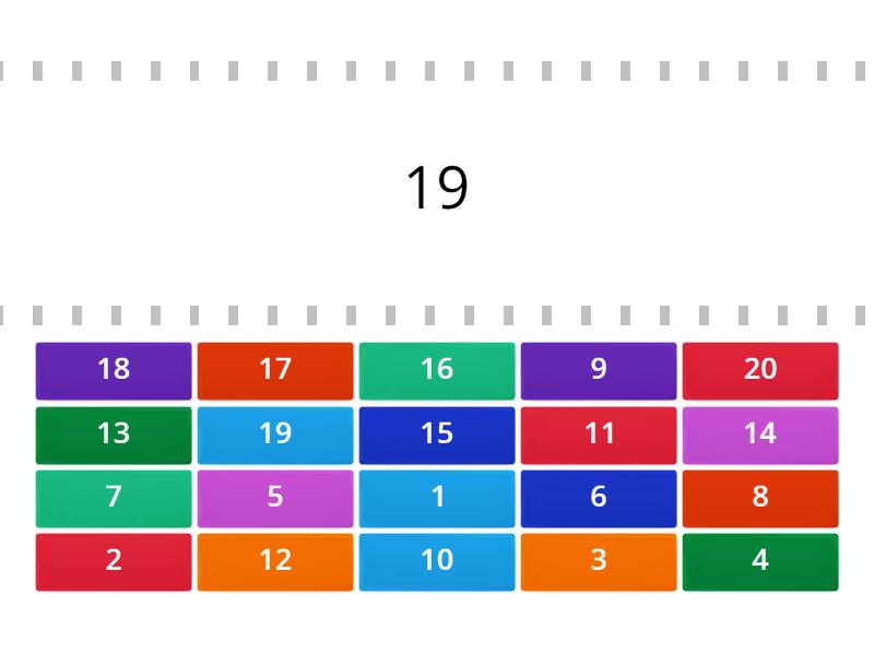 number bonds to 20 - Find the match