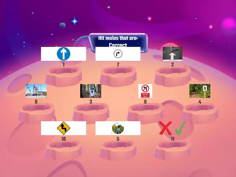 directions - walk along - Whack-a-mole