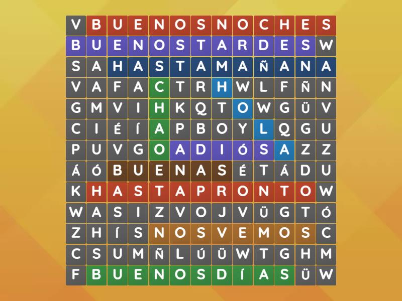 Sopa de letras- saludos y despedidas - Wordsearch