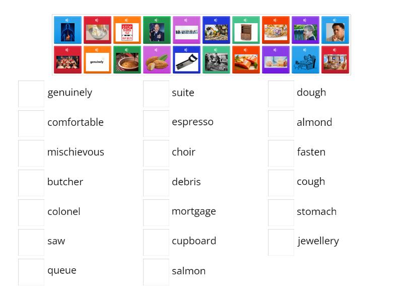 funny words - pronunciation - Match up