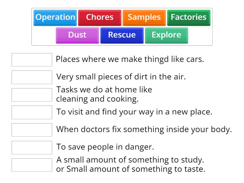 Unit 9 spelling words review - Match up