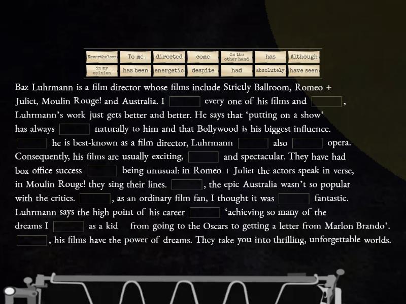 B1.5 - 2E Portrait of an artist - Complete the sentence