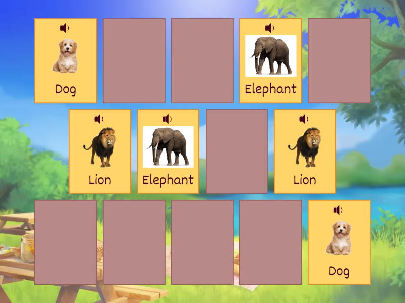 Animals Memory Game - Matching pairs