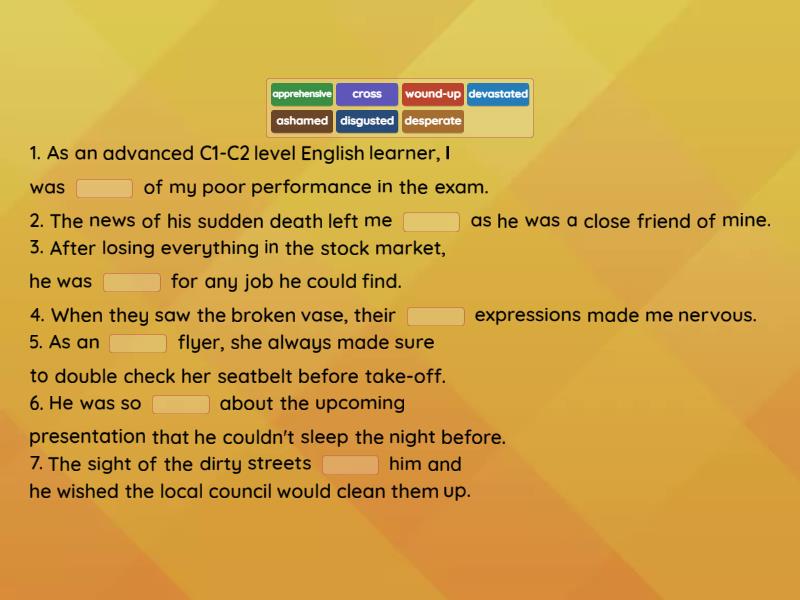Emotions C1 - Complete the sentence