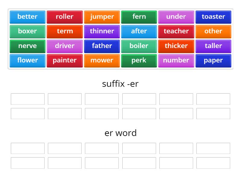 er - suffix or not - Group sort