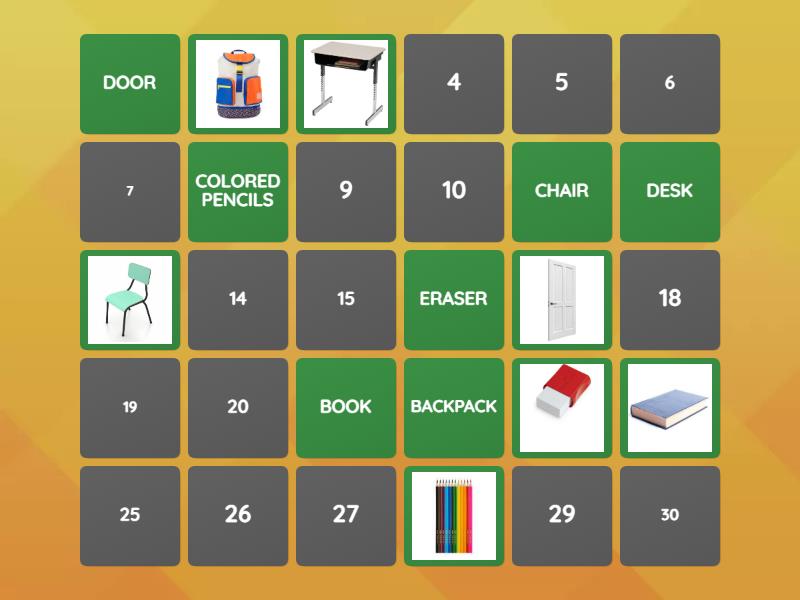 CLASSROOM OBJECTS MEMORY GAME - Parejas