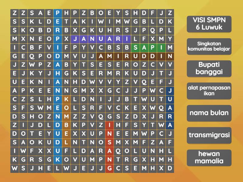 Teka teki silang - Wordsearch