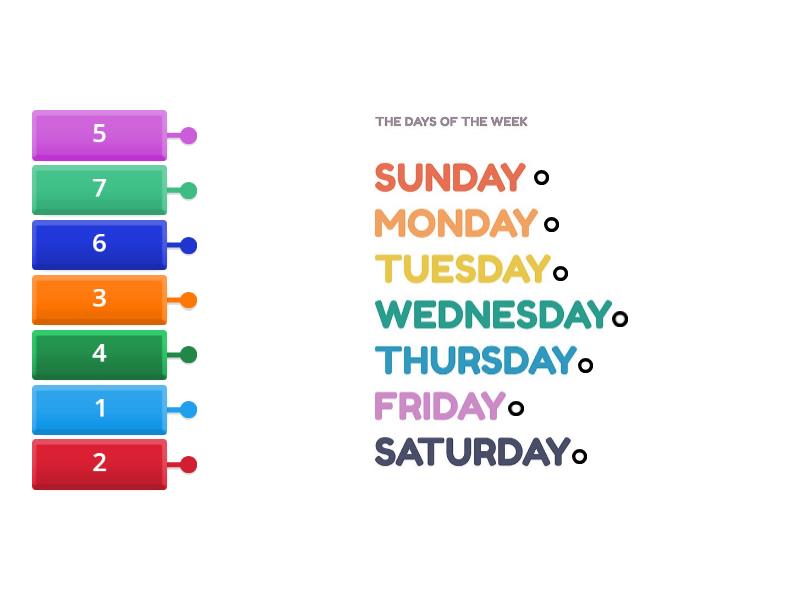 J.R. 18 (DAYS OF THE WEEK) - Labelled diagram