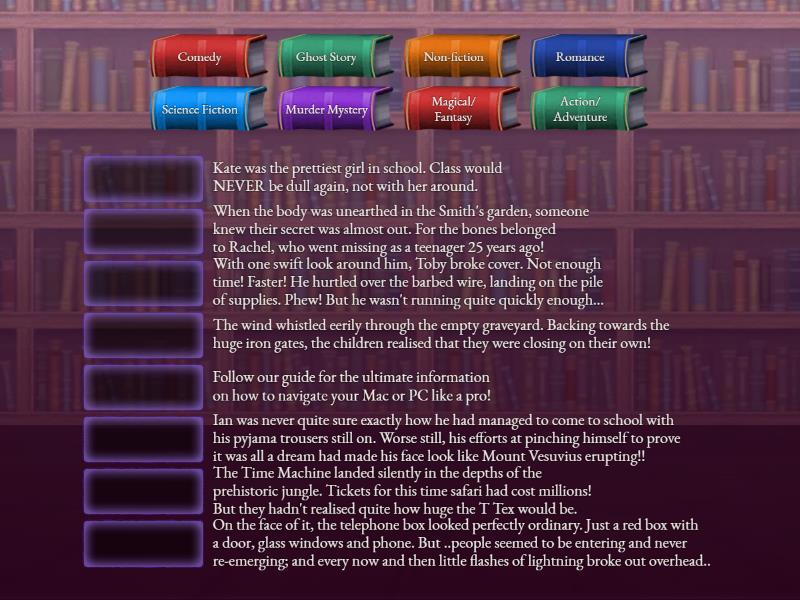 Which genre am I? Match the blurb to its genre! - Match up
