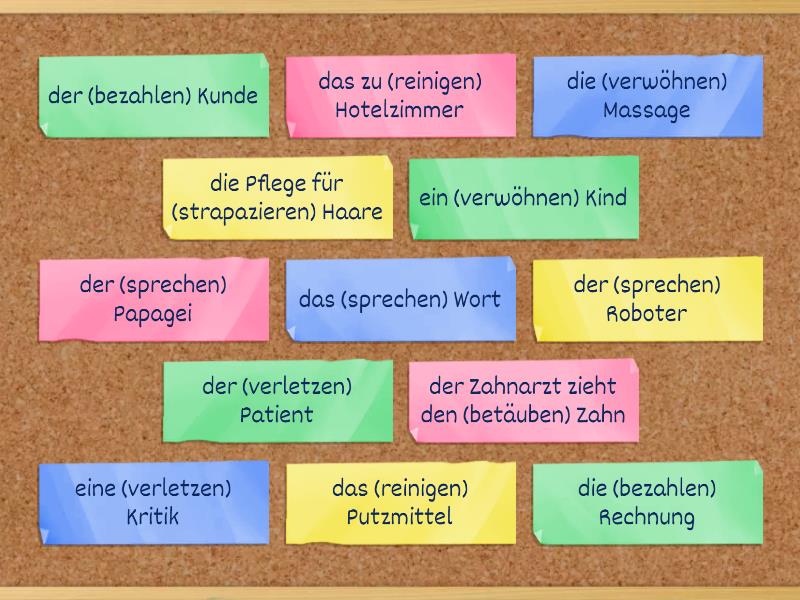Adjektiv aus Partizip Präsens oder Partizip Perfekt? (B2/C1) - Flip tiles