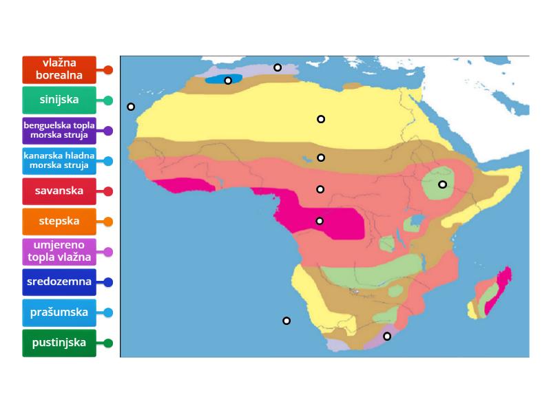 Klime Afrike: Od prašume do pustinje - Labelled diagram
