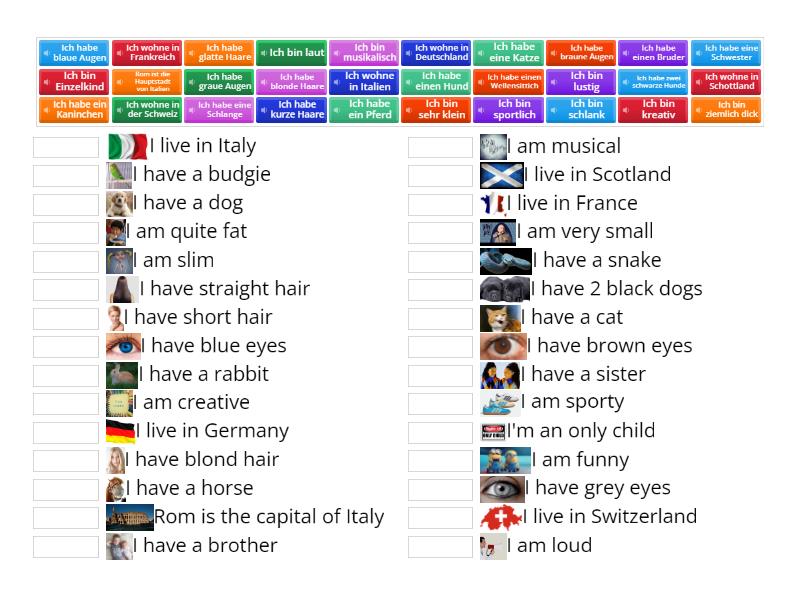 wordwall revision for Listening task - Match up