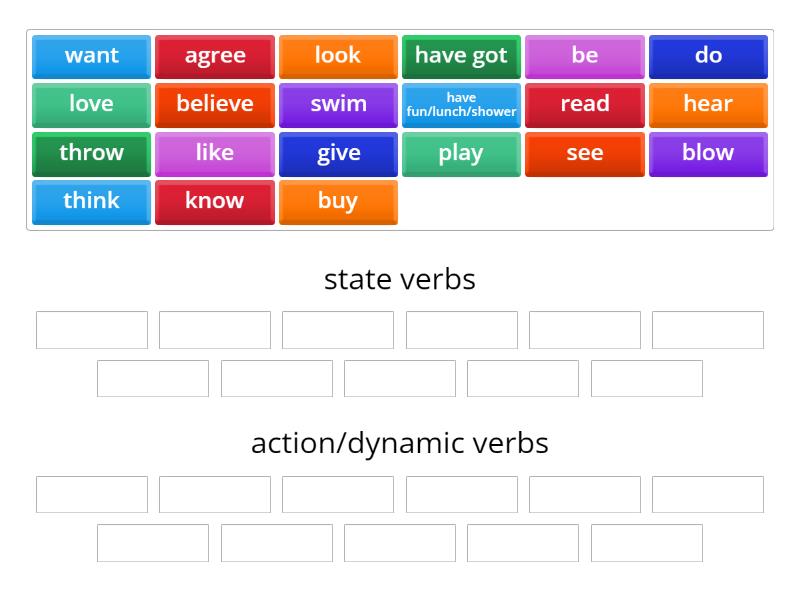 State and action verbs - Group sort
