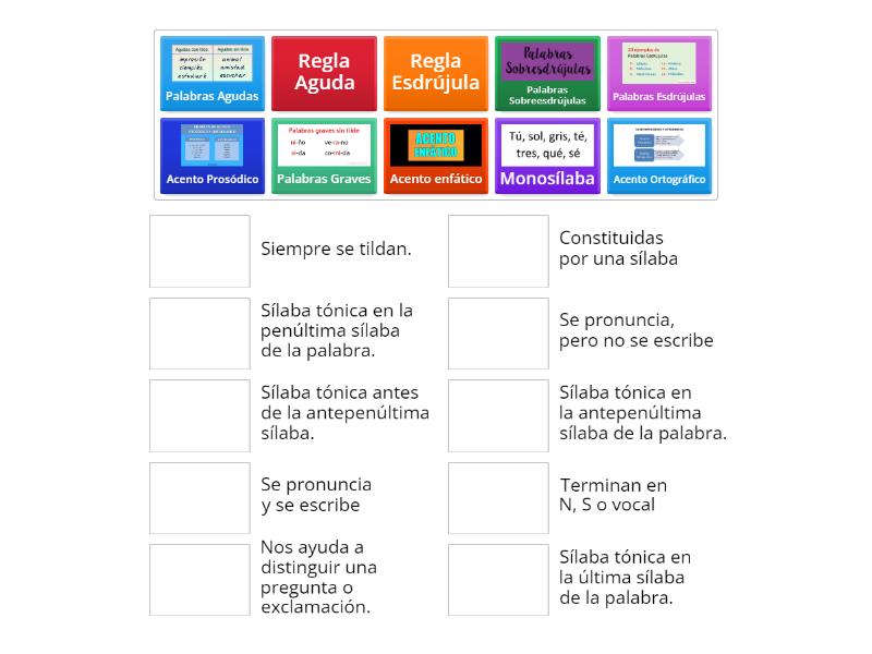 Acentuación de las palabras - Match up