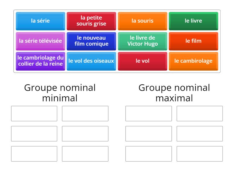 Le groupe nominal : minimal ou maximal ? - Group sort