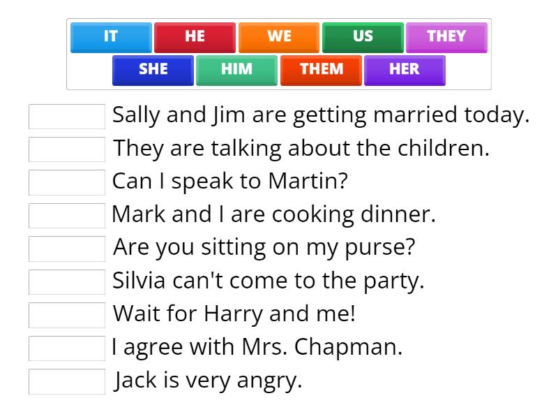 The pronoun game - Match up