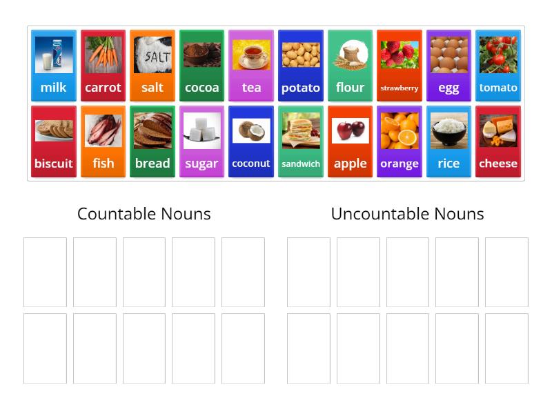 Countable/ Uncountable nouns A1 - Group sort