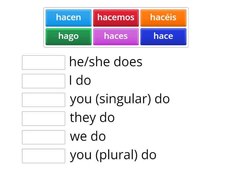the verb HACER - Match up