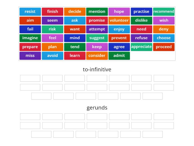 Using to-infinitive and gerunds - Group sort