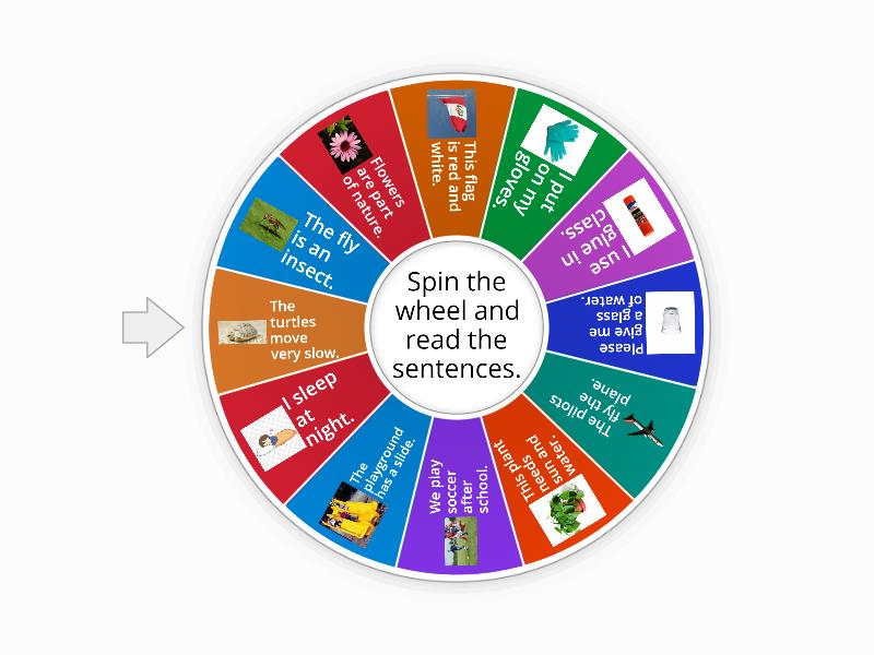 Homework: Consonant blends: fl, gl, pl, sl - Spin the wheel