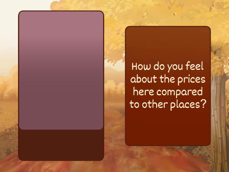 Shopping bazaar vox pop questions - Speaking cards