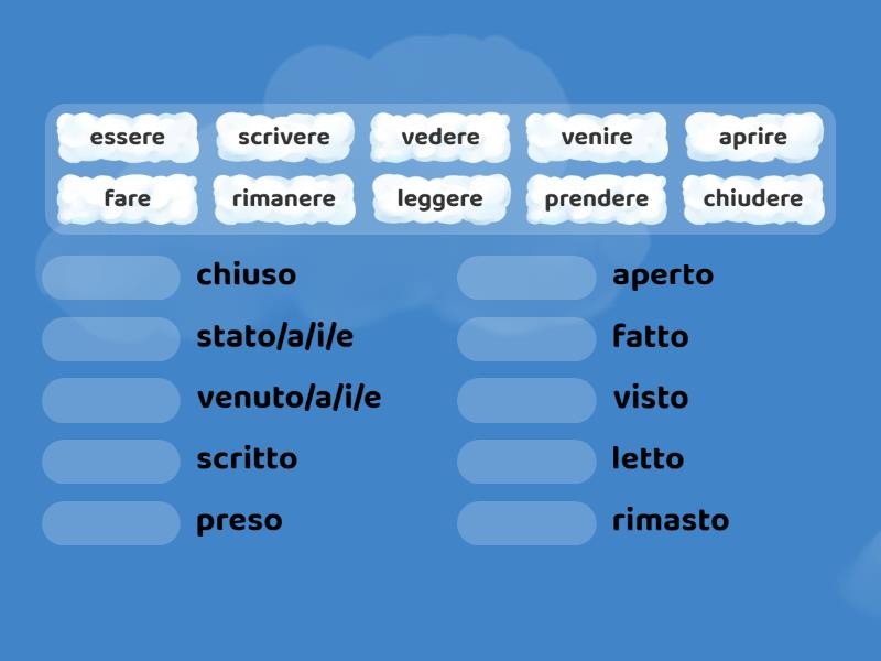 Passato prossimo: participi irregolari (abbinamenti) - Une las parejas