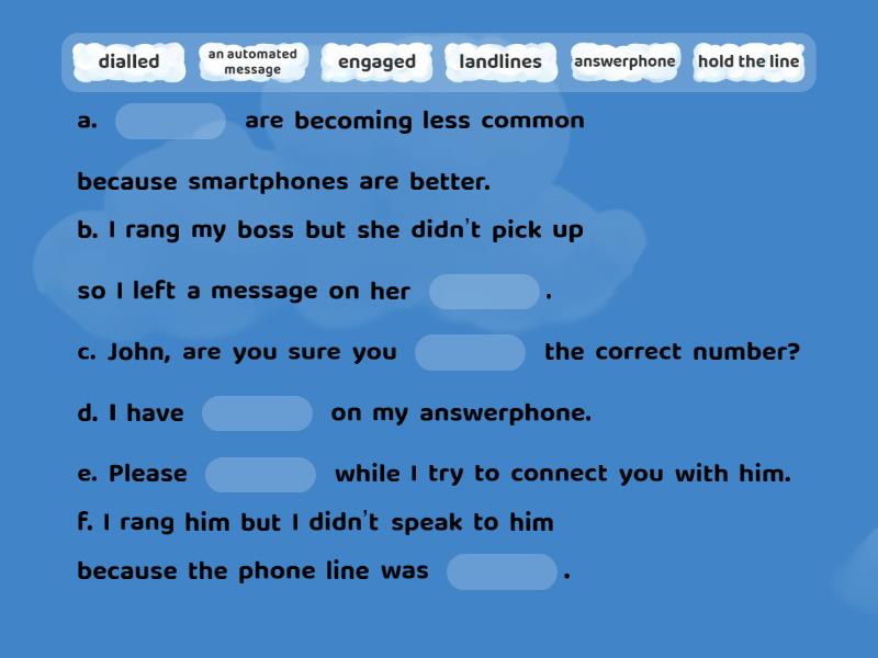 Phone call practice - Complete the sentence