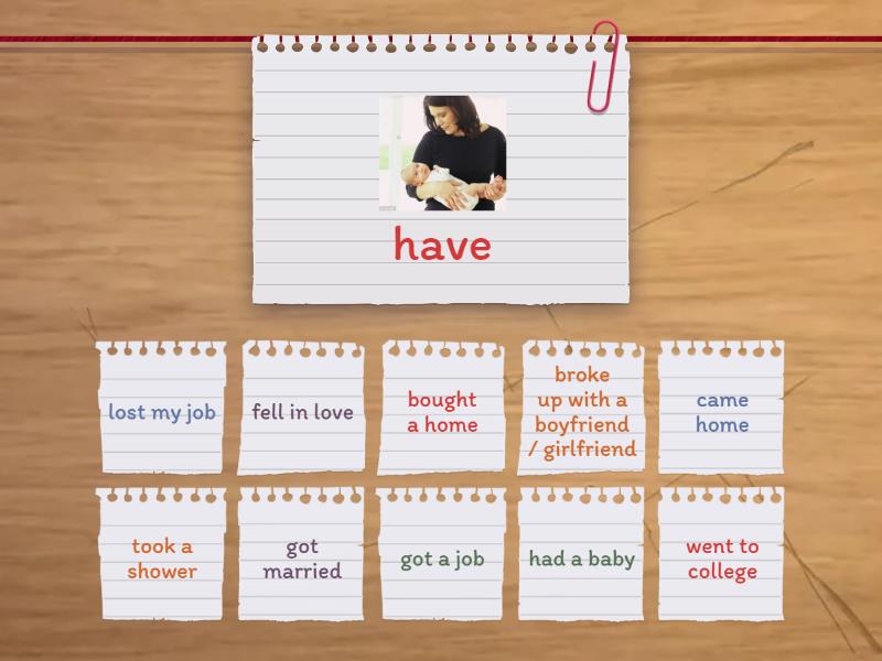 Simple past action verbs - Find the match