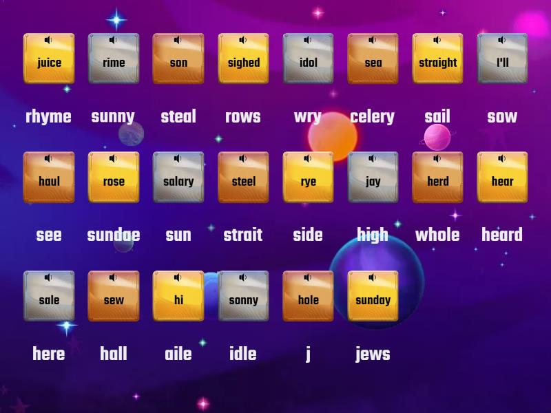 Homophones - Match the pairs 2 - Match up