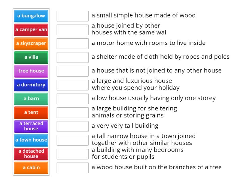 Types of Houses (Match) - Match up