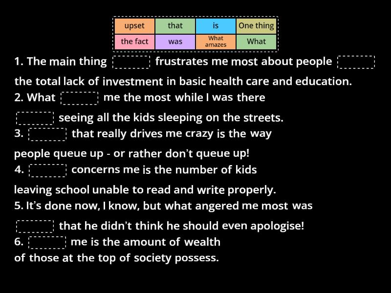 8E Focus 4 Cleft sentences - Complete the sentence