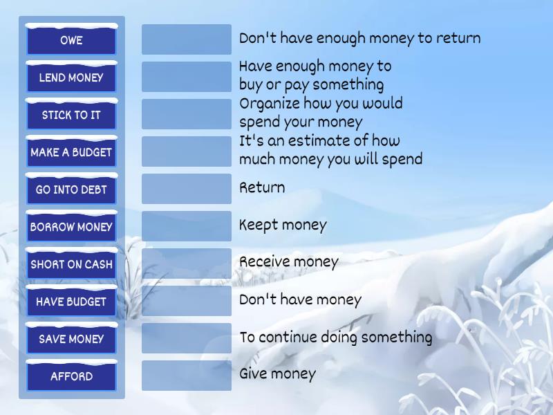 VOCABULARY:MONEY - Match up