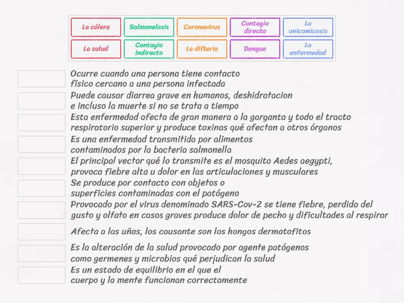 La salud y la enfermedad - Match up