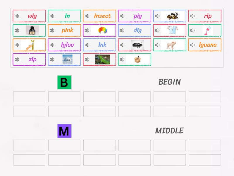 S2 Short Vowel "i" : Initial & Medial sound practice - Group sort