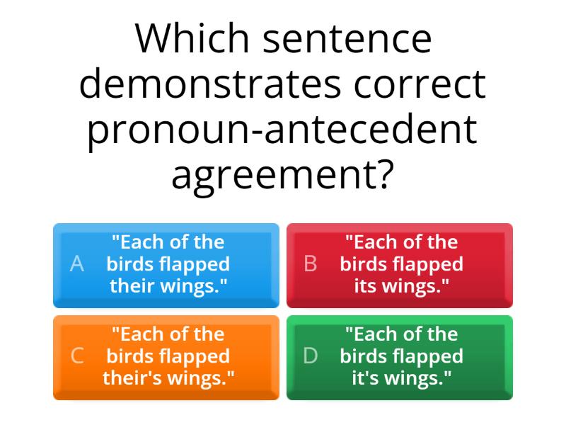 Pronoun Antecedent Agreement - Quiz