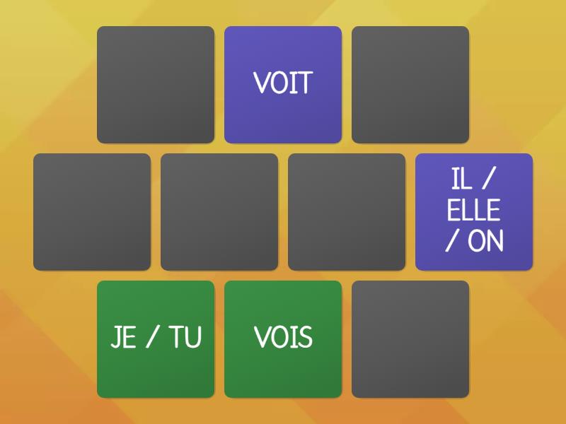 Le verbe VOIR - 3e groupe au présent - Matching pairs