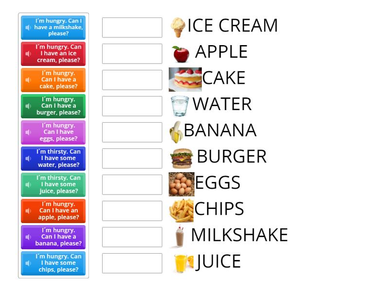 FOOD AND DRINKS. CAN I HAVE...? - Match up