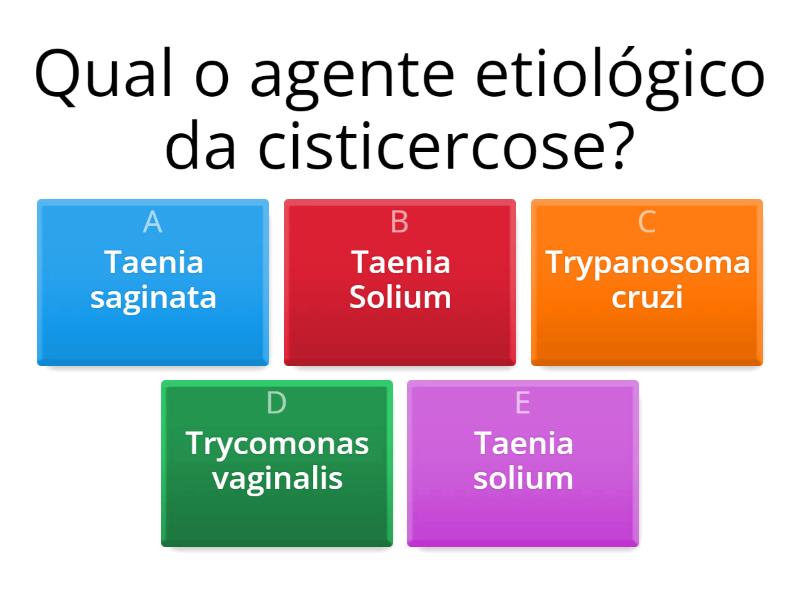 Cisticercose - parasitologia - Questionário