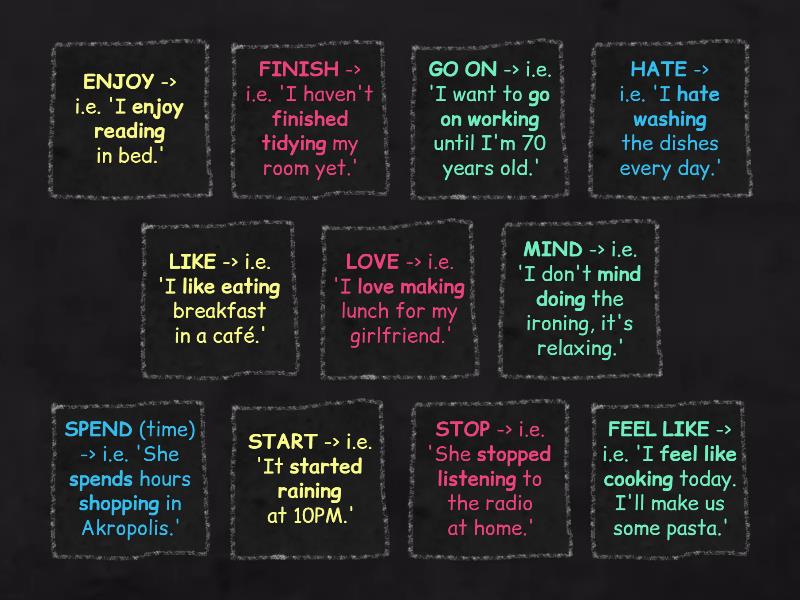 7B - gerunds (word list) - Flip tiles