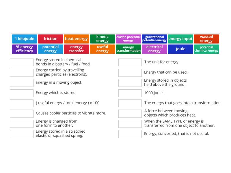 Energy words - Match up