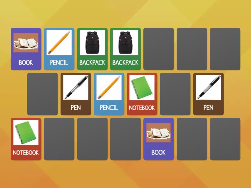 School supplies - MEMORY GAME - Combine os pares