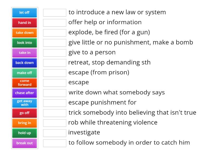 Destination B2 Unit 12 Phrasal Verbs - Match up