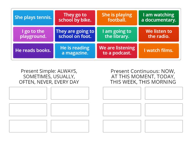 Present Simple VS Present Continuous - Group sort