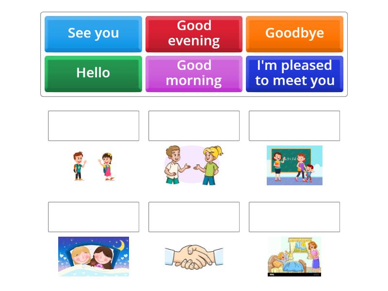 Saludos, despedidas y cortesia - Une las parejas