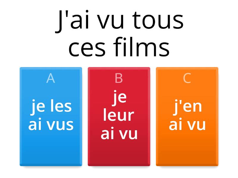 Pronoms le, la, les, lui, leur, en, y - Викторина