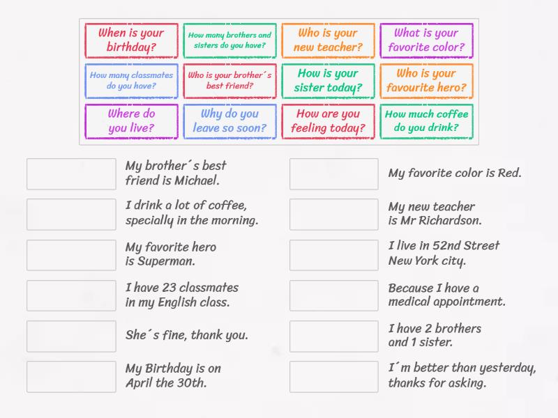 BASIC 7: WH Questions - Match up