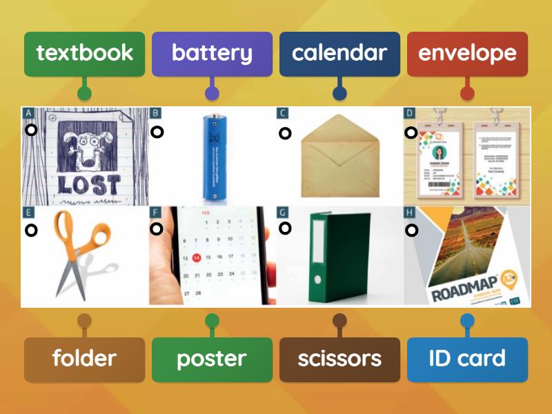 Roadmap 2; 2B After the party (objects) extra vocabulary - Labelled diagram