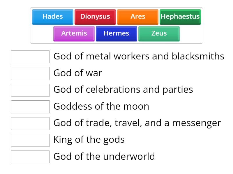 Greek Gods - Match up