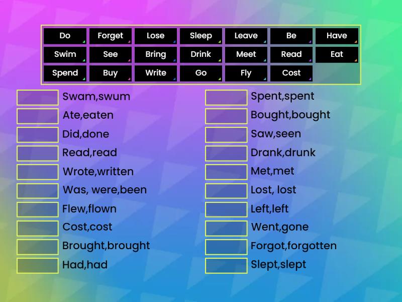 Irregular verbs A1 - Match up