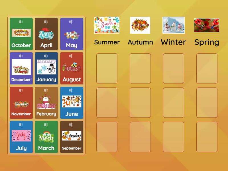 Seasons and months - Group sort